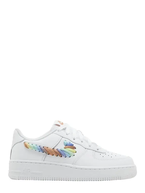 Nike Air Force Low Gs Rainbow Lace Swoosh - White