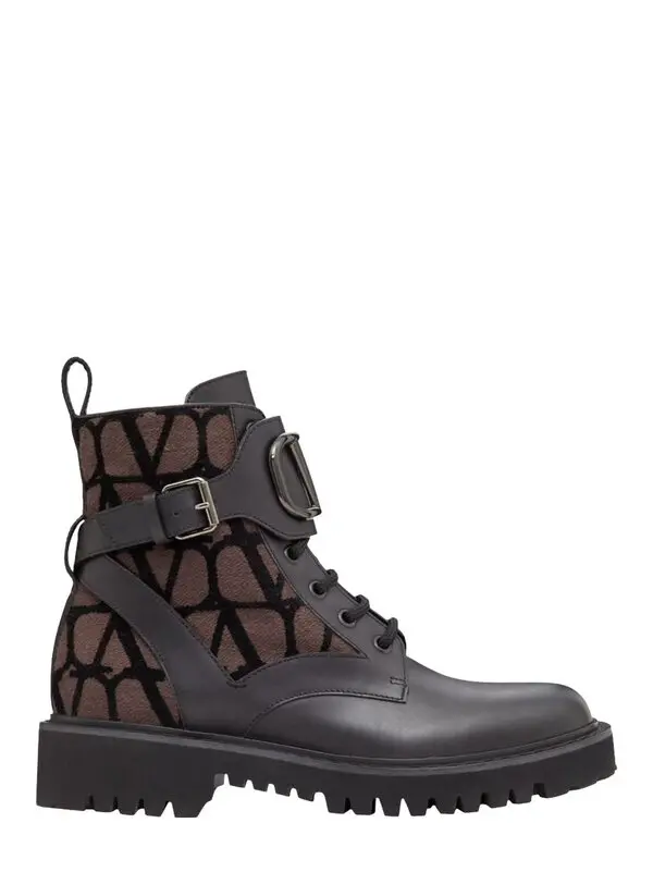 Valentino Garavani Iconographe Vlogo Combat Boot - Black