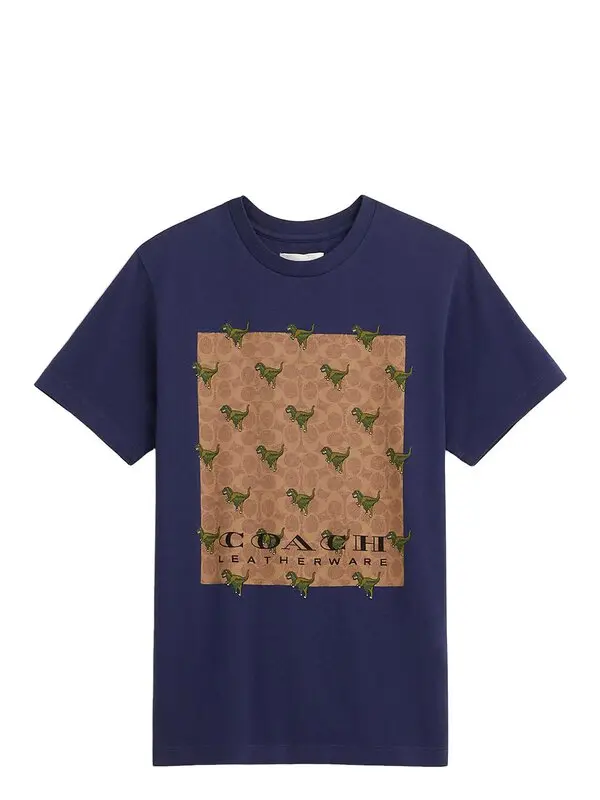 COACH® Restored Signature Rexy T-shirt In Organic Cotton - Navy
