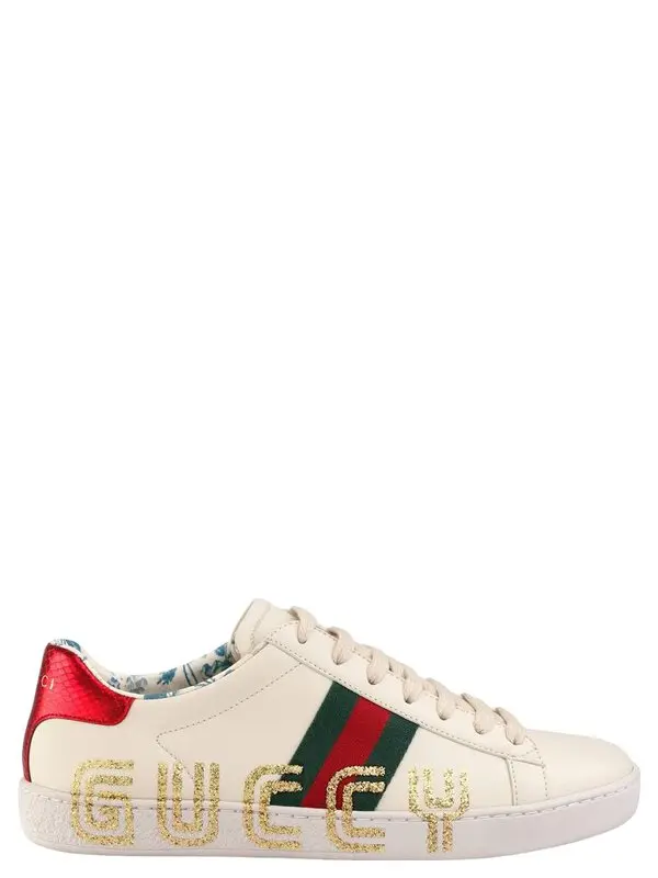 Gucci Ace Low 'guccy Print' Sneakers - Cream