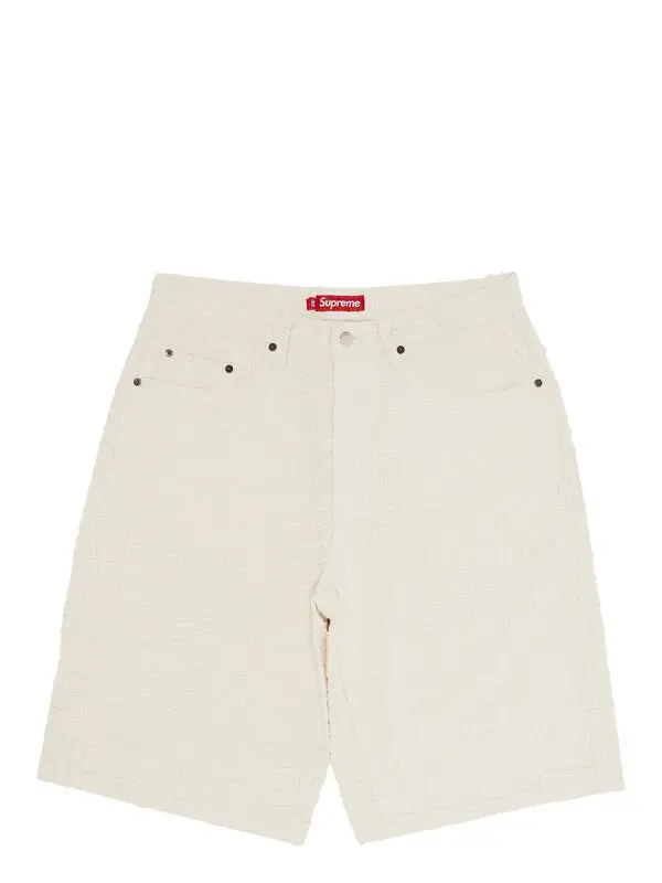 Supreme Frayed Croc Baggy Denim Short - Cream