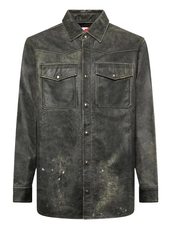 KUSIKOHC Leather Printed Shirt - Black