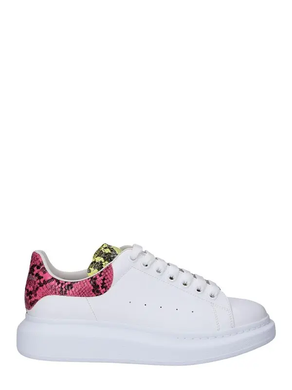 Alexander McQueen Oversized Sneaker With Snakeskin Print - White