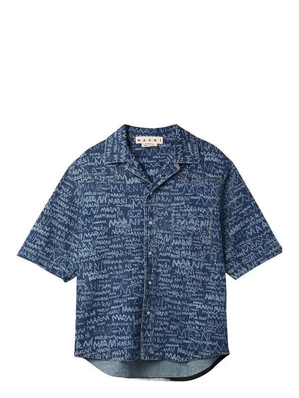 Marni Pencil Logo Western Shirt - Blue