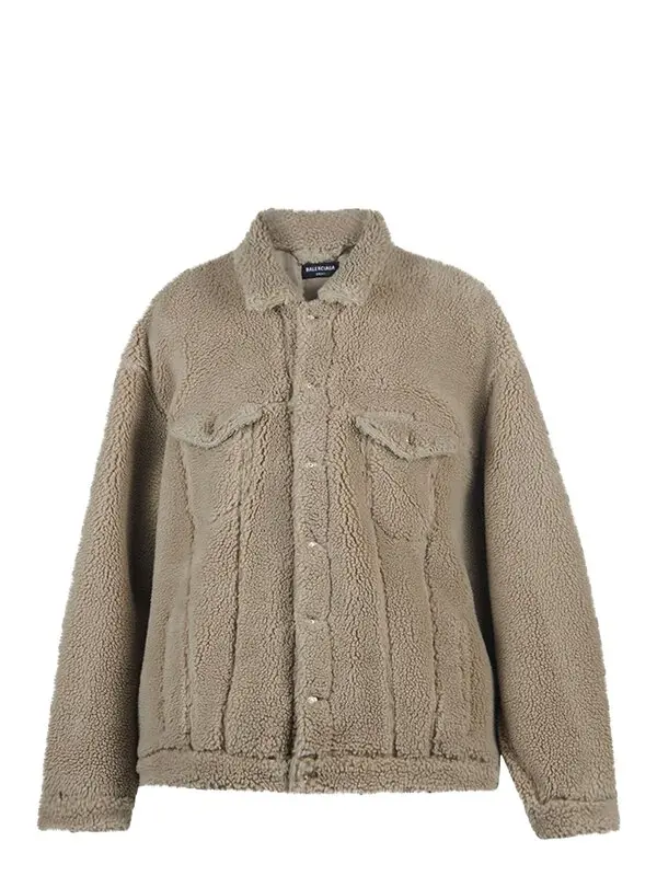 Balenciaga Fleece Oversized Jacket - Tan