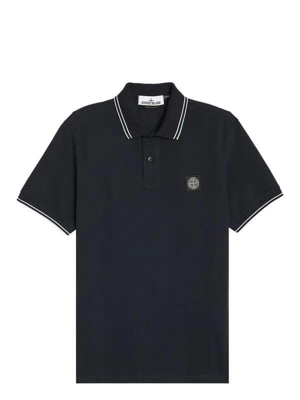 Stone Island Compass Patch Logo Polo - Blue