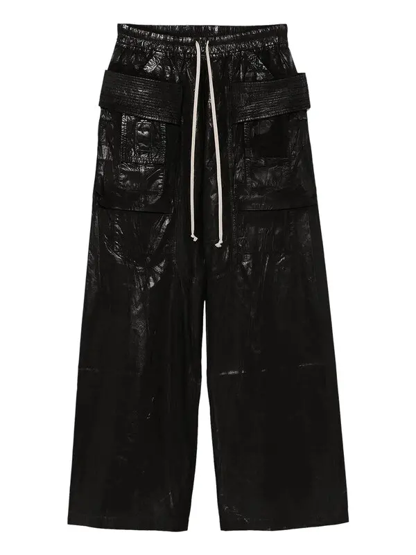 Rick Owens Creatch Wide Cargo Drawstring Pants - Black