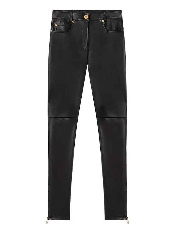 Versace Leather Leggings - Black