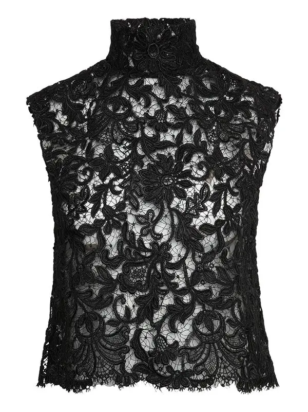 Saint Laurent Guipure Lace Top - Black