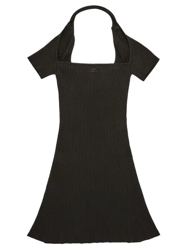 COURREGES Hyperbole Rib Knit Mini Dress - Brown