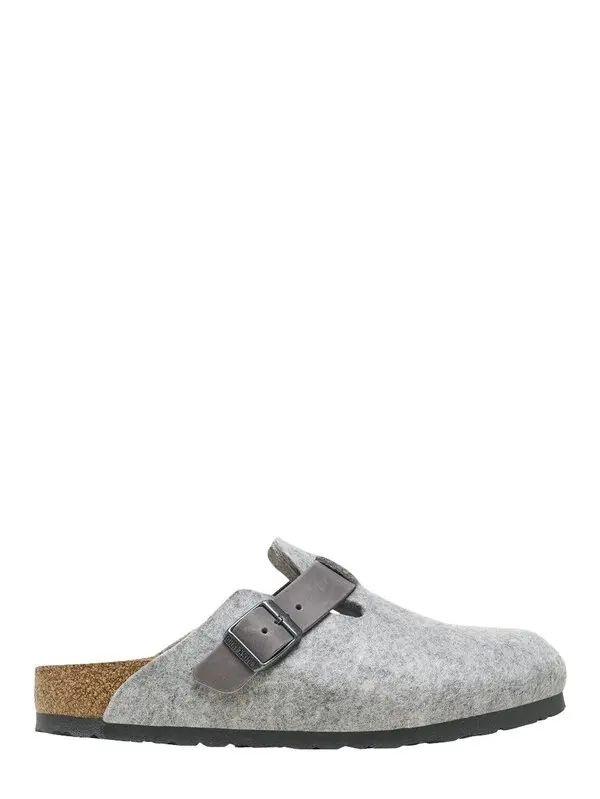BIRKENSTOCK Boston Natural Leather-felt Clogs - Grey