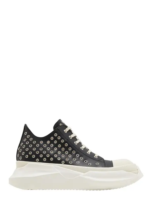 Rick Owens Vegan Leather Eyelet Abstract Low Top Sneakers - Black
