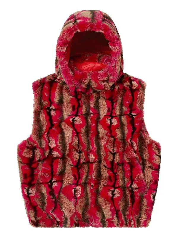 Supreme Faux Fur Hooded Vest - Red