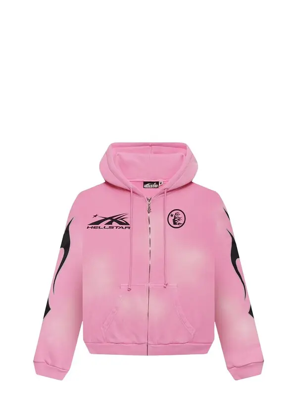 HELLSTAR Sports Flame Zip-up Hoodie - Pink