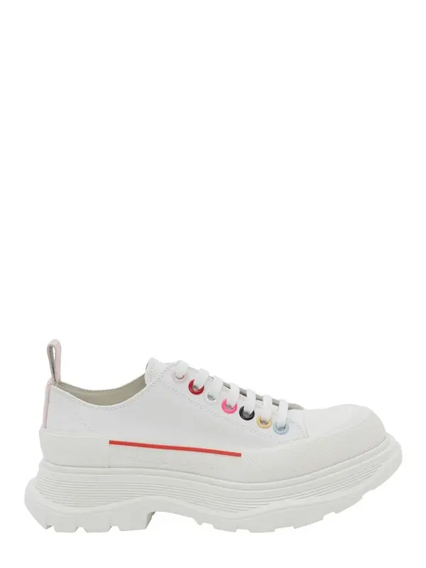 Alexander McQueen Tread Slick Lace Up Sneakers - White