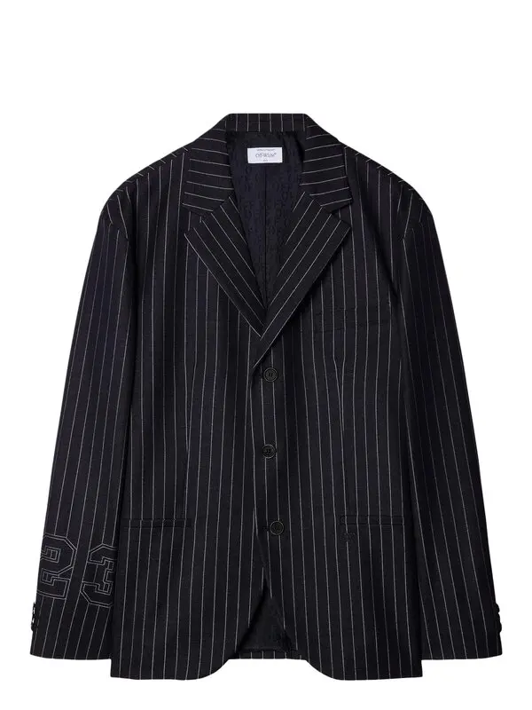 Off-White Pinstriped Blazer With '23' Print - Multicolor