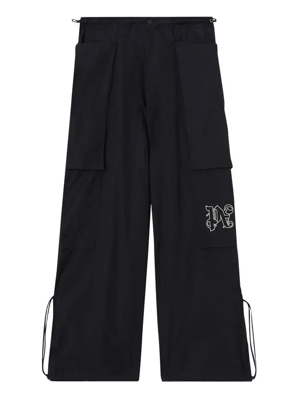 Palm Angels Monogram Parachute Pants - Black