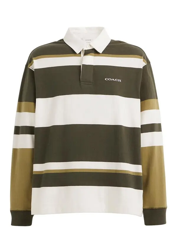 COACH® Restored Rugby Polo - Olive/white Multi