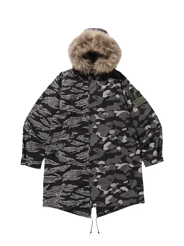 A BATHING APE X Undefeated M-51 Hoodie Jacket - Silver