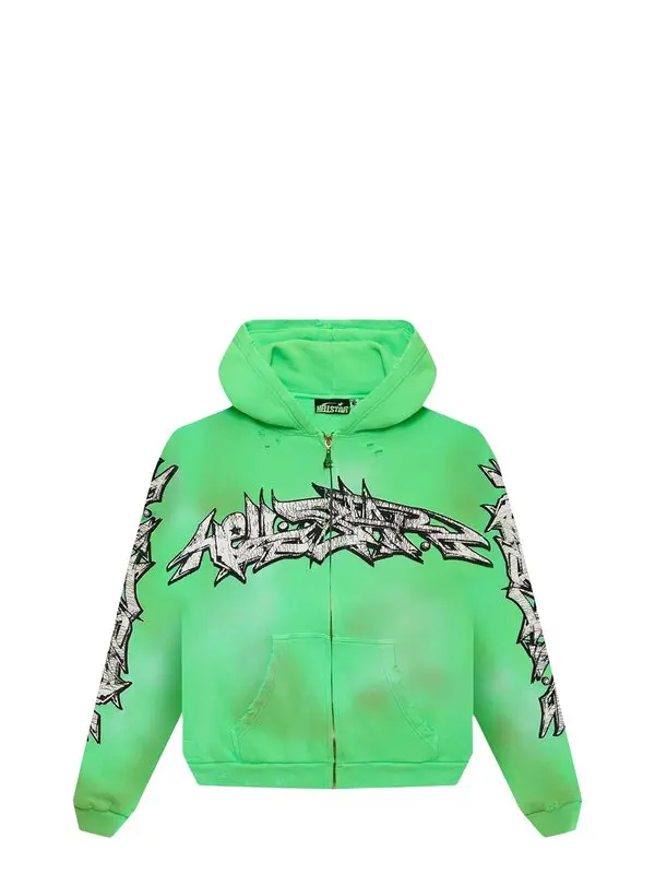 HELLSTAR Graffiti Zip-up Hoodie - Green