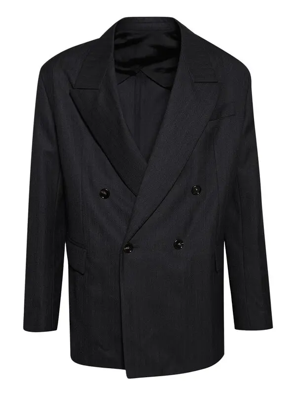 Bottega Veneta Striped Wool Jacket - Black