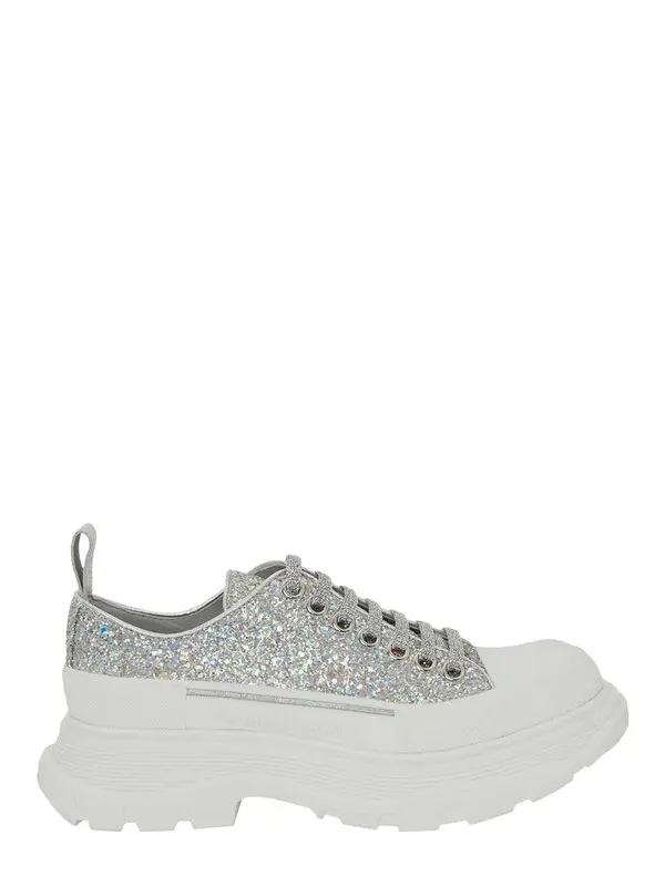 Alexander McQueen Tread Slick Lace Up Sneakers - Silver