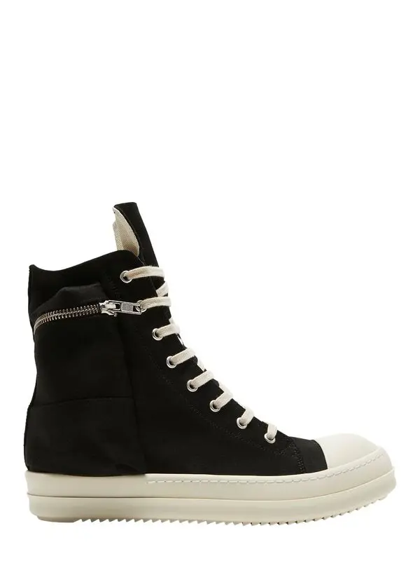 Rick Owens Gethsemane Cotton Cargo High Top Sneakers - Black