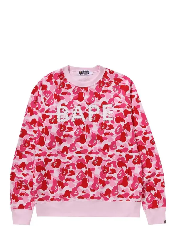 A BATHING APE Abc Camo Crystal Stone Crewneck - Pink