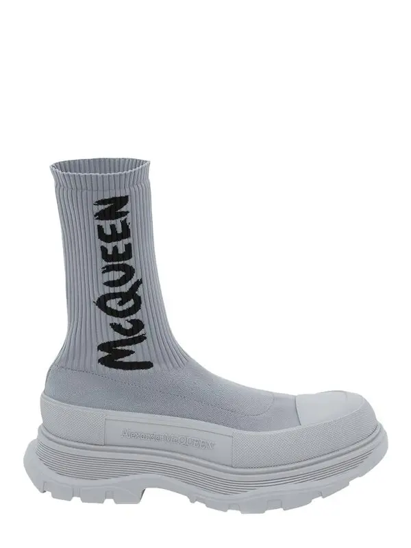 Alexander McQueen Tread Slick Graffiti Boots - Grey