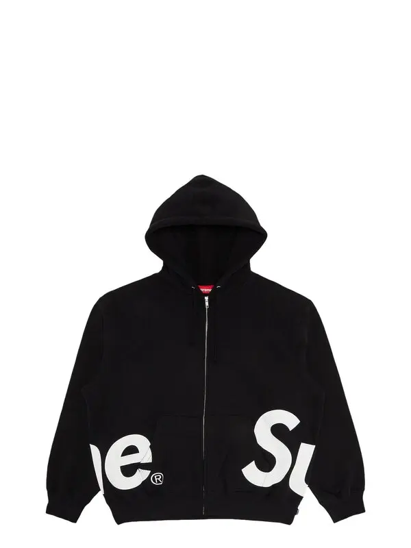Supreme Logo Zip-up Hoodie - Black