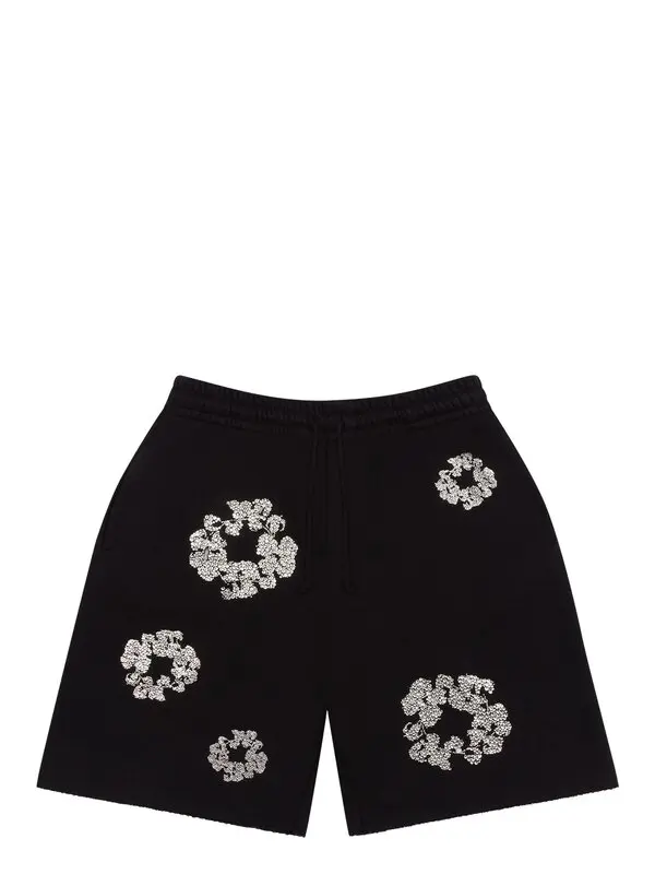DENIM TEARS Cashmere Swarovski Cotton Wreath Shorts - Black