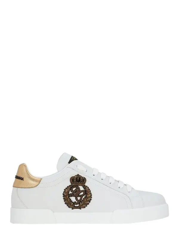 Dolce & Gabbana Portofino Gold Sneakers - White