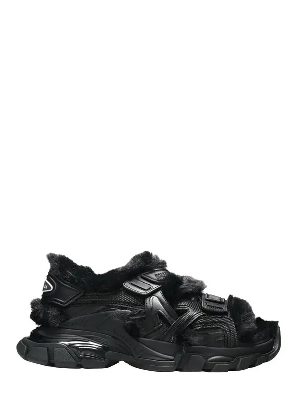 Balenciaga Furry Sandals - Black
