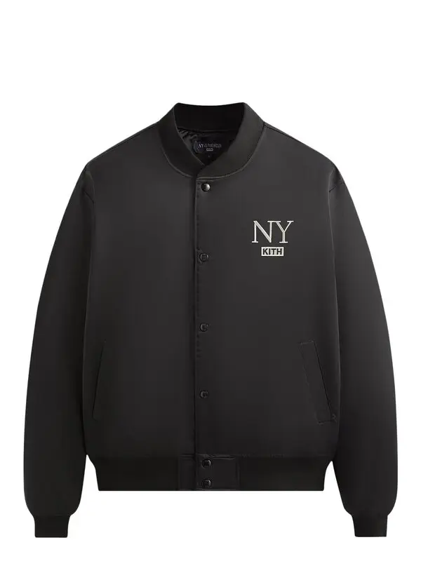 Kith Ny To The World Satin Bomber Jacket - Black