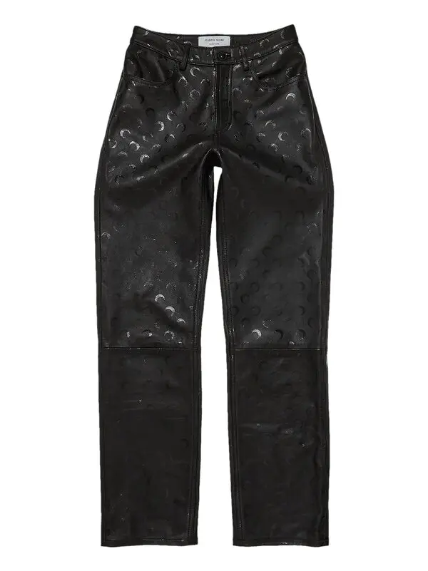 MARINE SERRE Moon Leather Trousers - Black