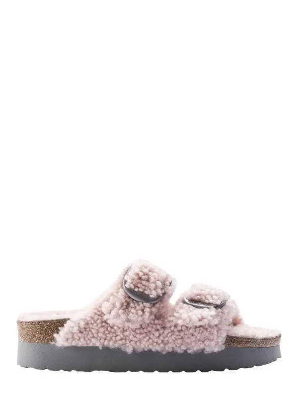 BIRKENSTOCK Arizona Big Buckle Shearling Slides - Pink