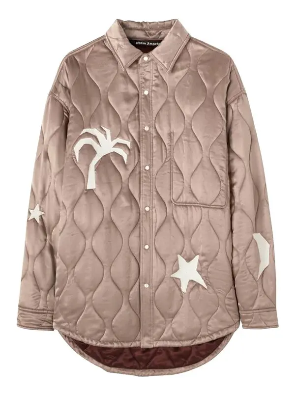 Palm Angels Life Is Palm Quilted Overshirt - Tan