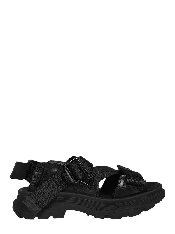 Alexander McQueen Strappy Leather Sport Sandals - Black