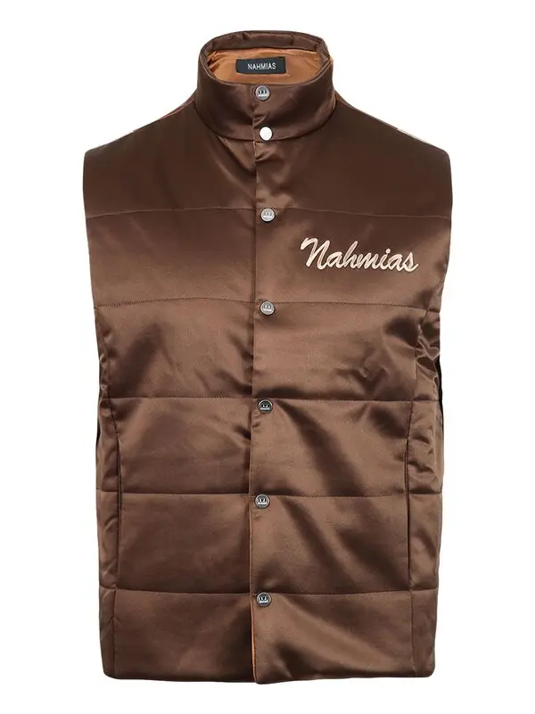 NAHMIAS Summerland Silk Puffer Vest - Brown