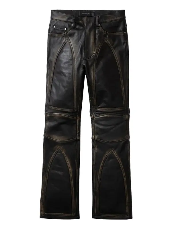 WHO DECIDES WAR BY EV BRAVADO Rub Off Leather Moto Pants - Black