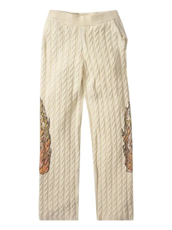 WHO DECIDES WAR BY EV BRAVADO Flame Glass Cable Knit Lounge Pants - Cream