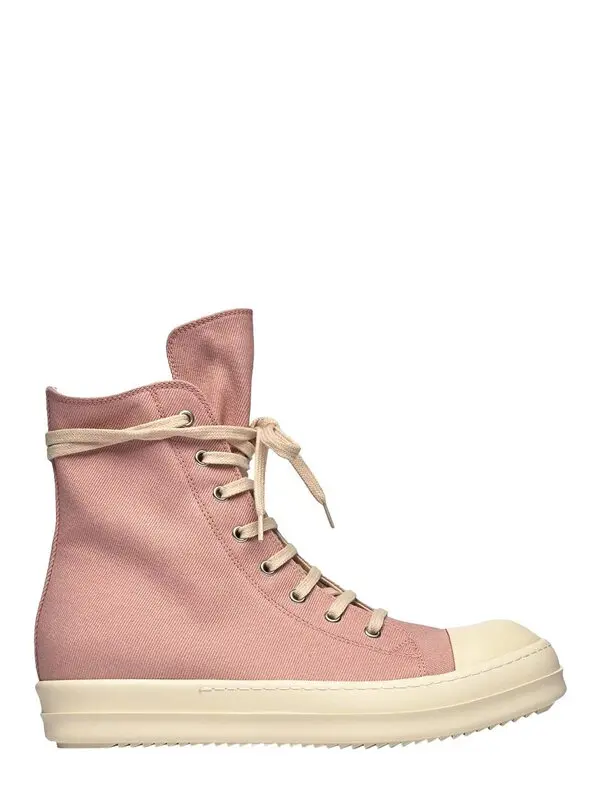 Rick Owens Edfu Cotton Denim High-top Sneakers - Pink