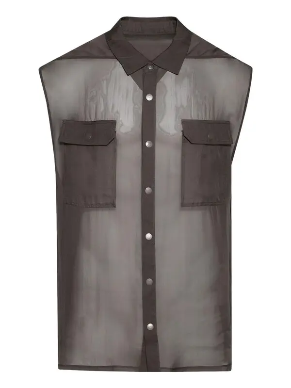 Rick Owens Jumbo Sleeveless Shirt - Brown