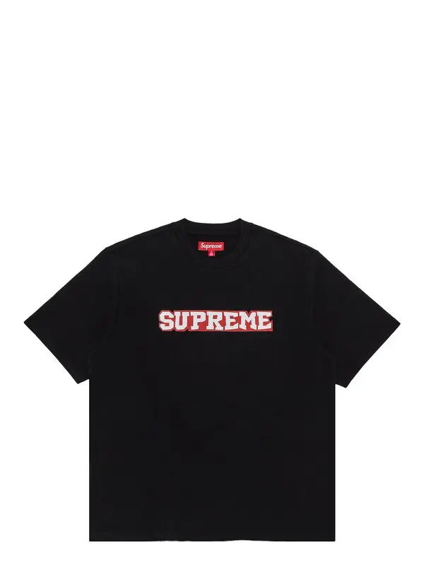 Supreme Satin Appliqué Short-sleeve Top - Black