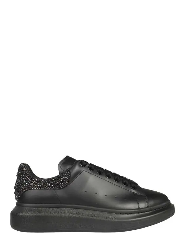 Alexander McQueen Oversized Low Top Sneaker With Crystal Embellishments - Black