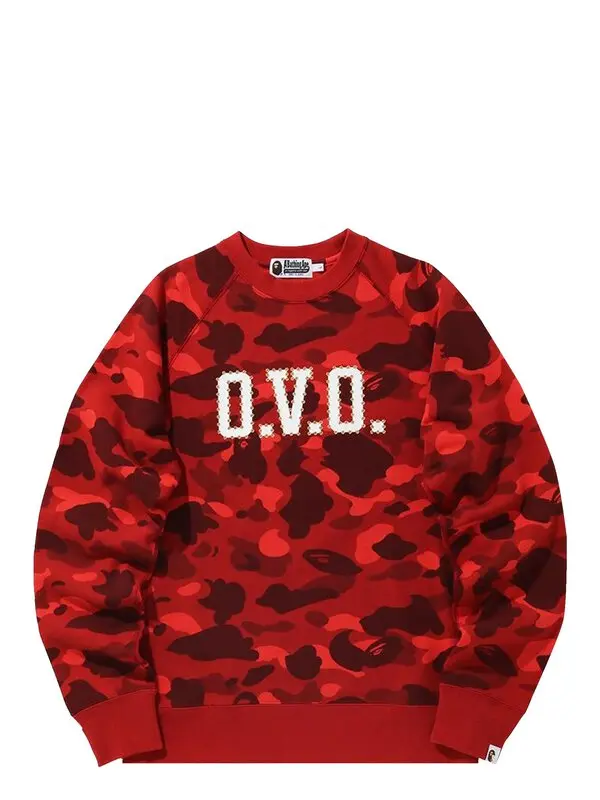 A BATHING APE X Ovo Color Camo Crewneck - Red