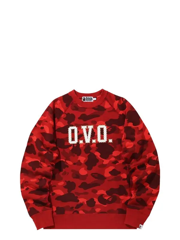 A BATHING APE X Ovo Color Camo Crewneck - Red