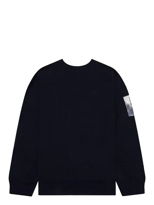 Raf Simons Roundneck Hammersleeve Sweater With Patches - Blue