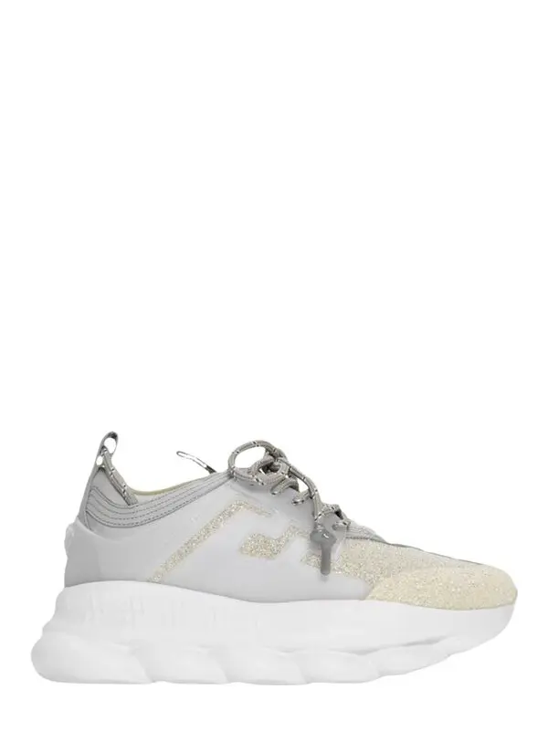 Versace Chain Reaction Glitter Sneakers - Silver