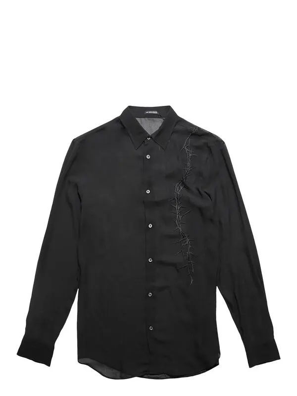 ANN DEMEULEMEESTER Korneel Standard Fit Shirt With Thorns Embroidery - Black